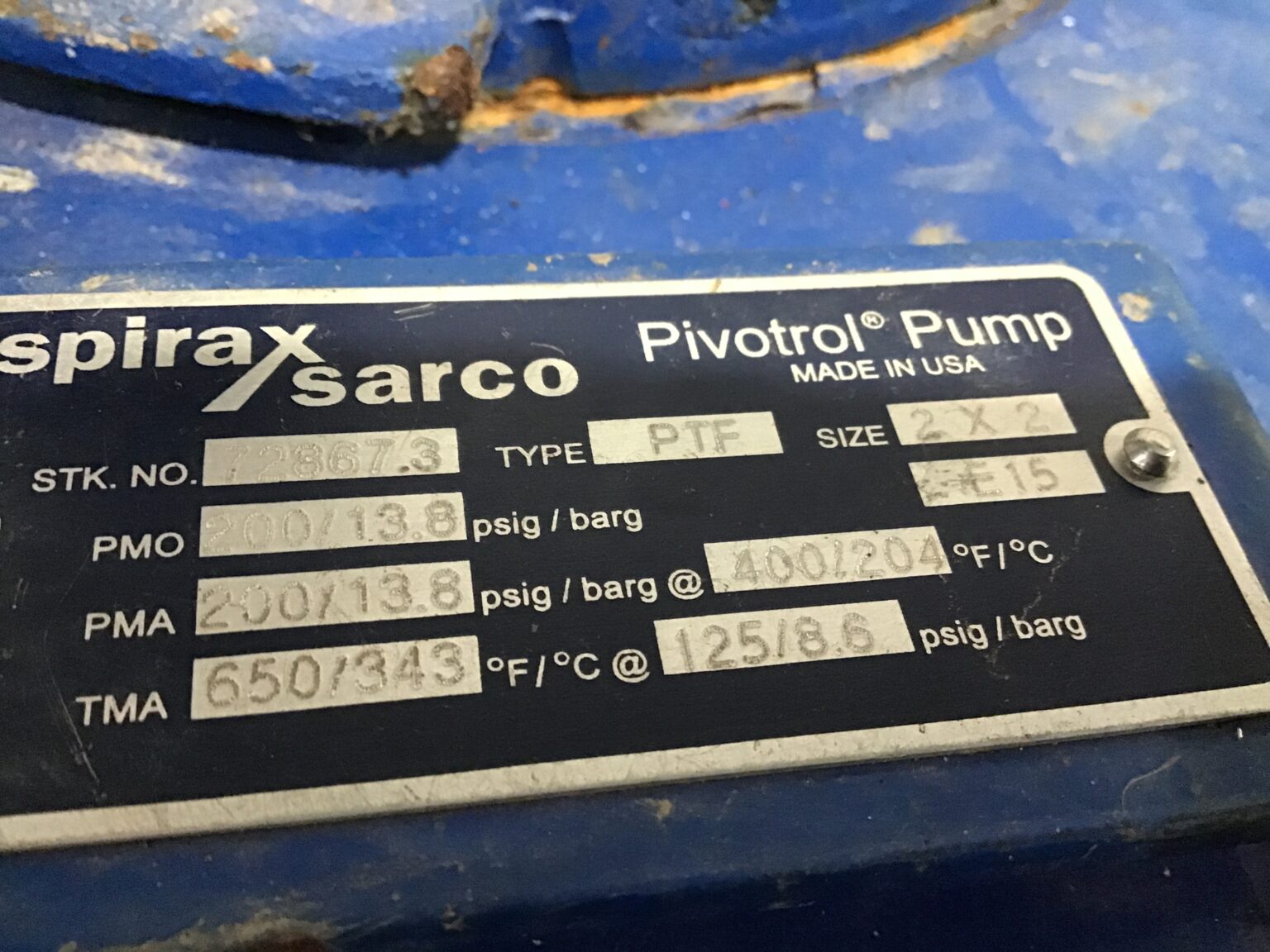 Spirax Sarco Pivotrol 72897.3 PTF Pressure Powered Pump – Moses B. Glick