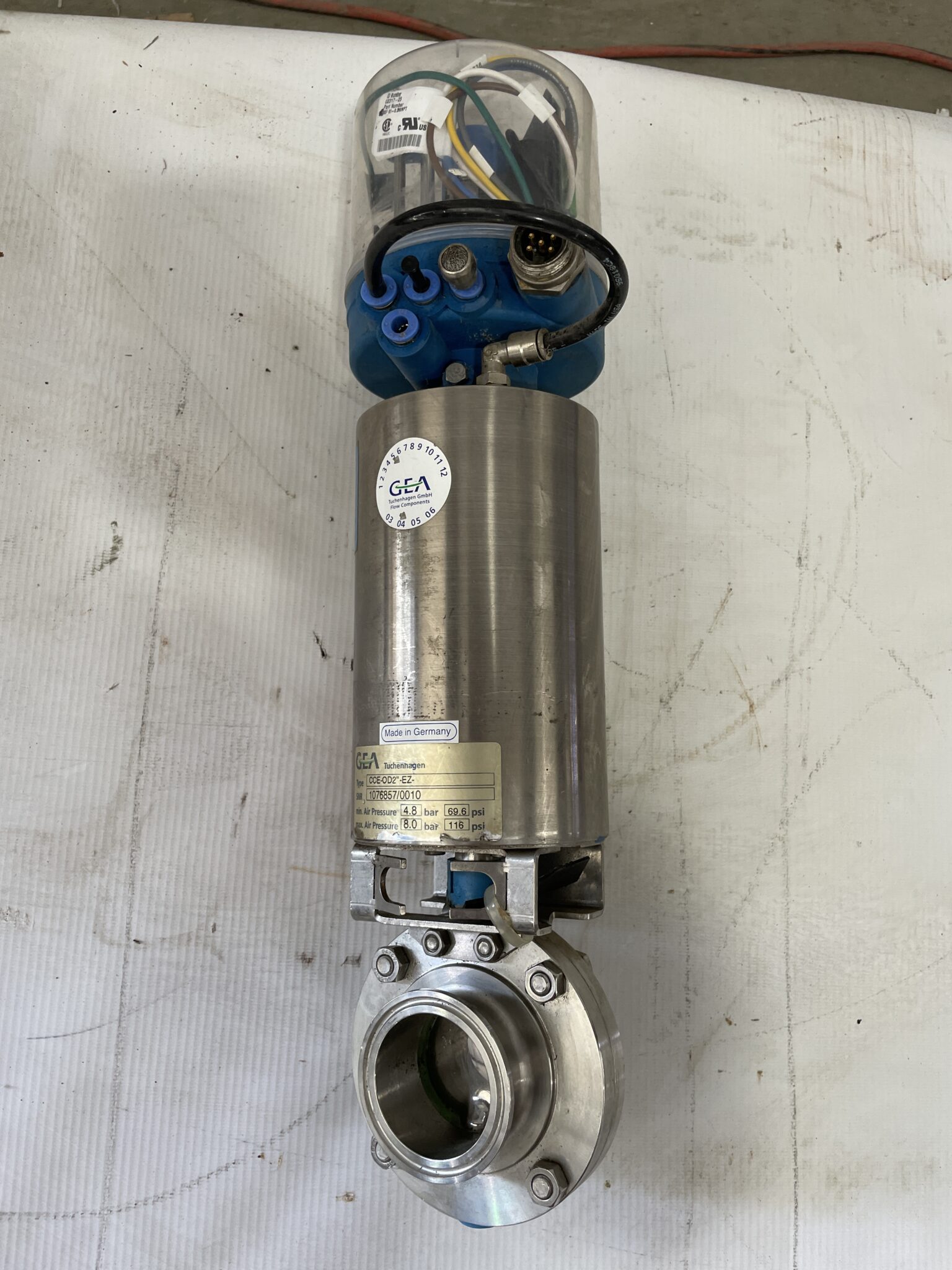 GEA PAMS-93/Gr.1 2″ SS Air Spring Hygienic Butterfly Shut-Off Valve ...