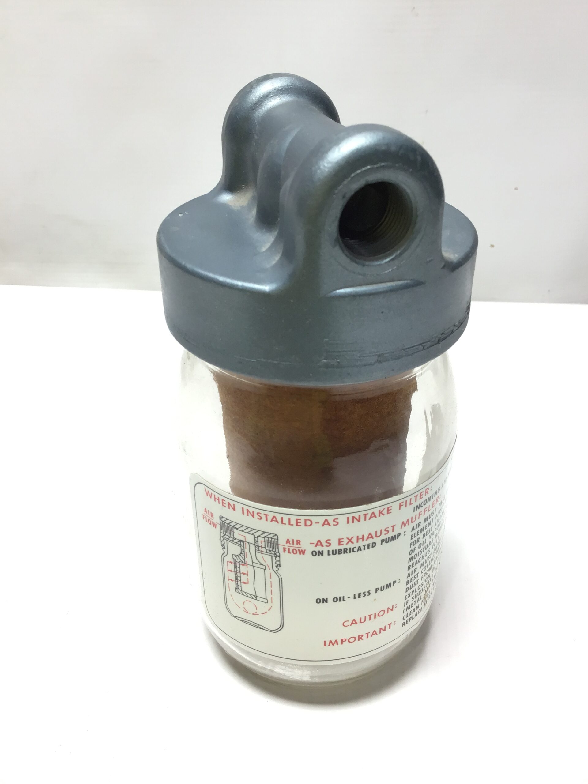 Gast AB599 Air Compressor Filter / Muffler 16oz Glass Jar 1/8 FNPT ...
