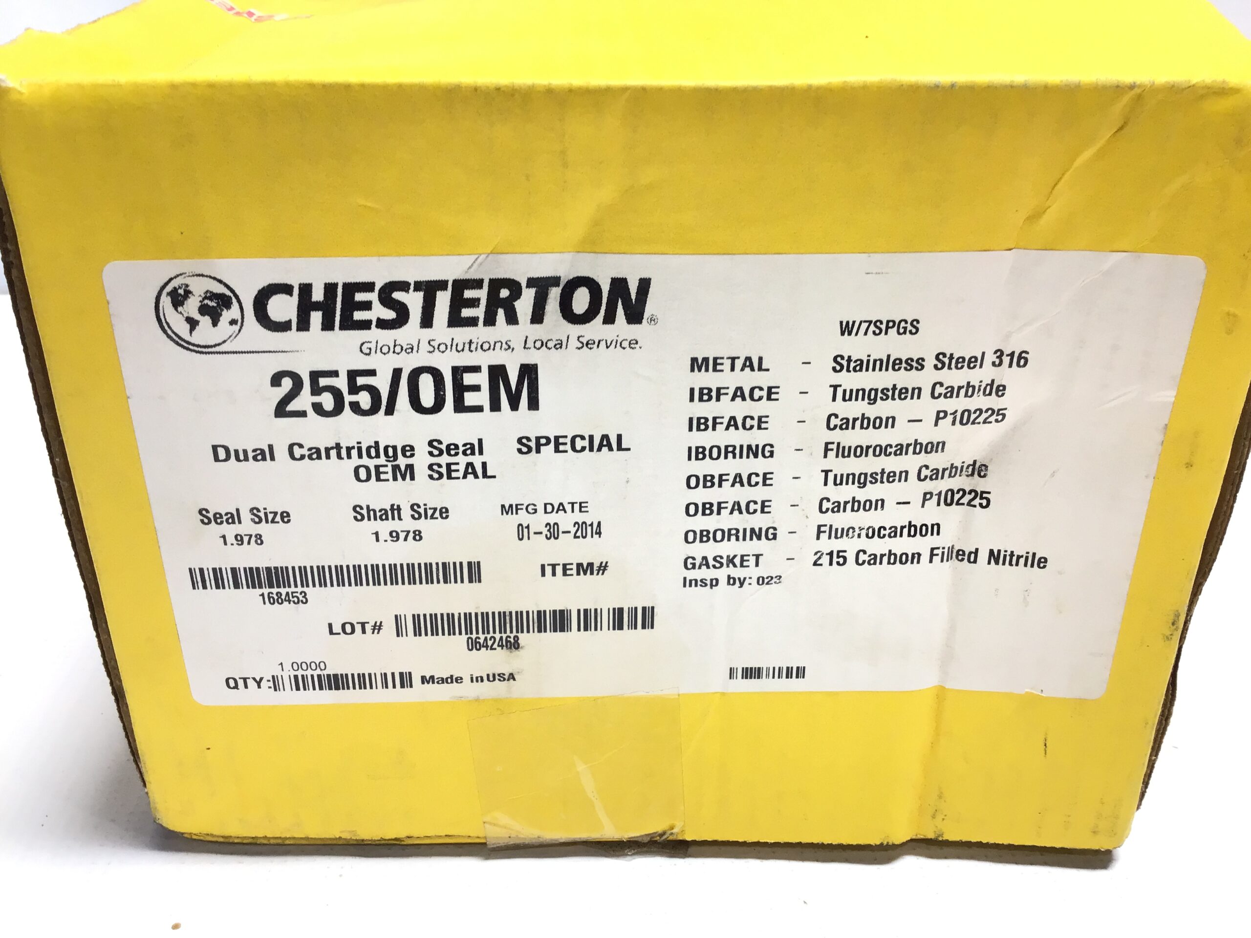 Chesterton 255/0EM-16 Dual Cartridge Seal 1.978″ Shaft Mechanical Seal ...