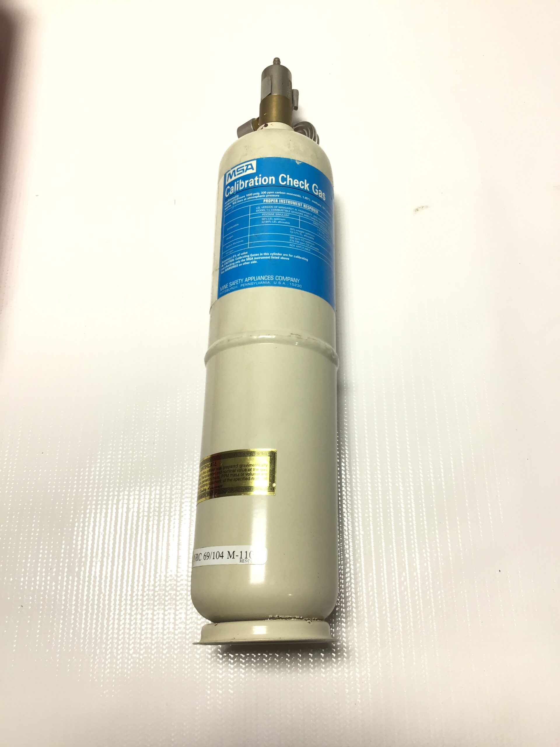 MSA Calibration Check Gas Cylinder/Multigas Detector/Pump Cap Kit ...