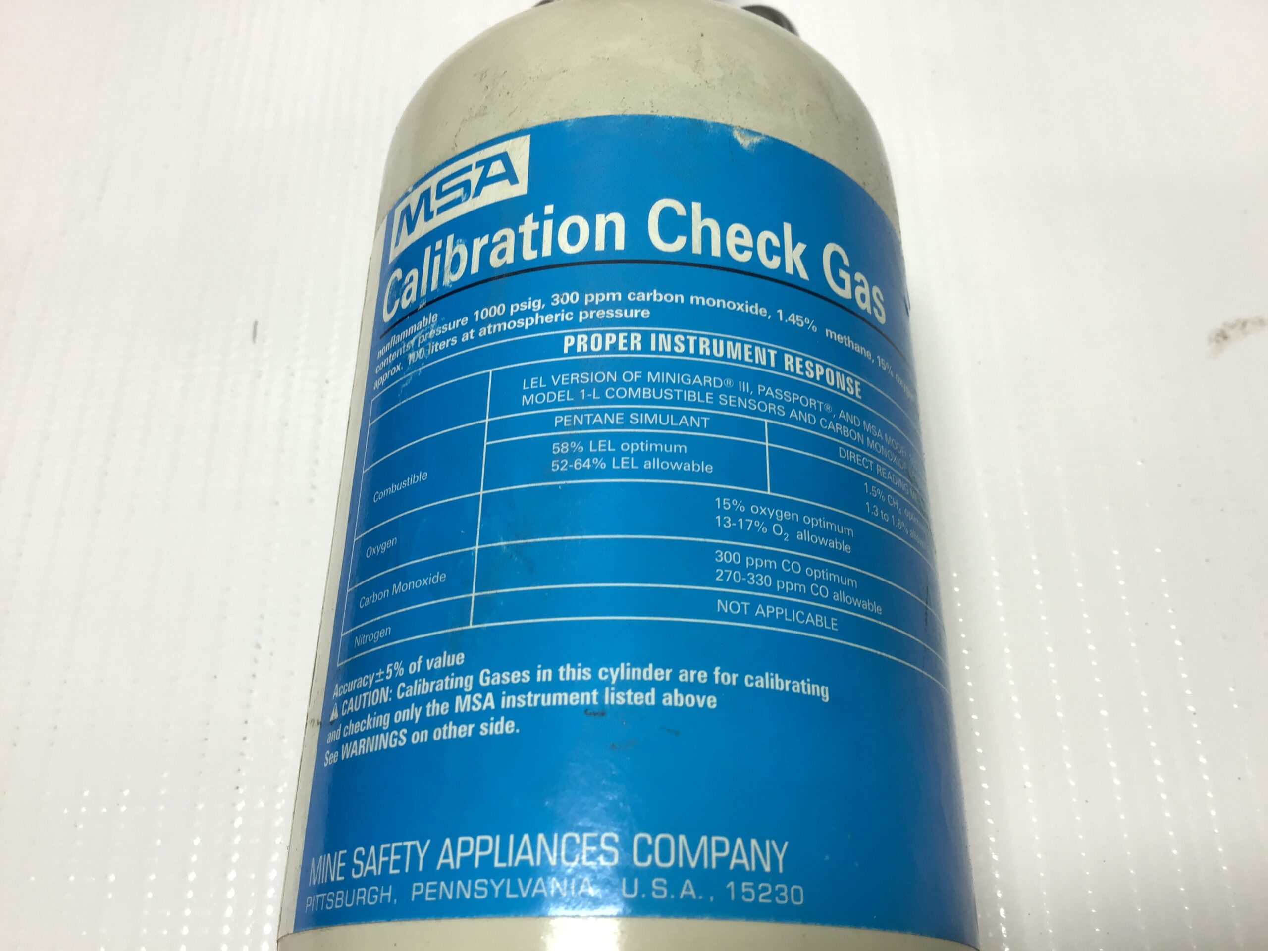 MSA Calibration Check Gas Cylinder/Multigas Detector/Pump Cap Kit ...
