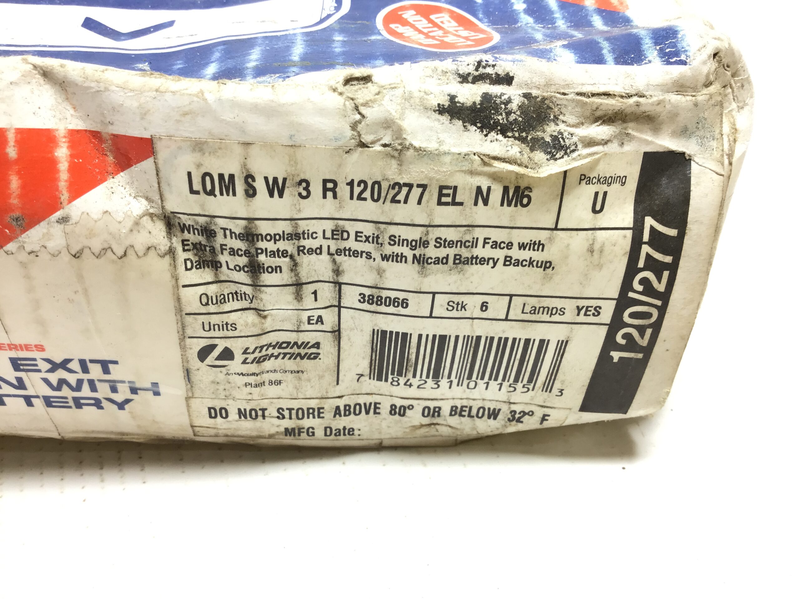 Quantum 3BA32 Lithonia Lighting Led Exit Sign With Battery 120/277V ...