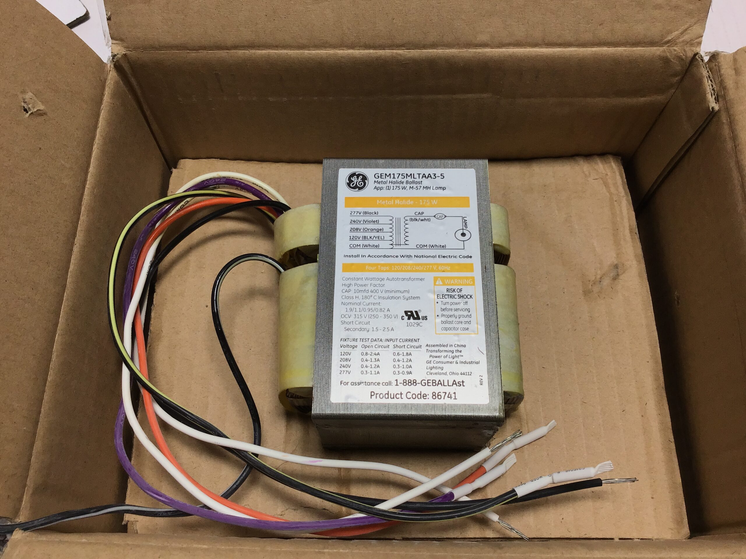 General Electric GEM175MLTAA3-5 Metal Halide Ballast Pre Wired with ...