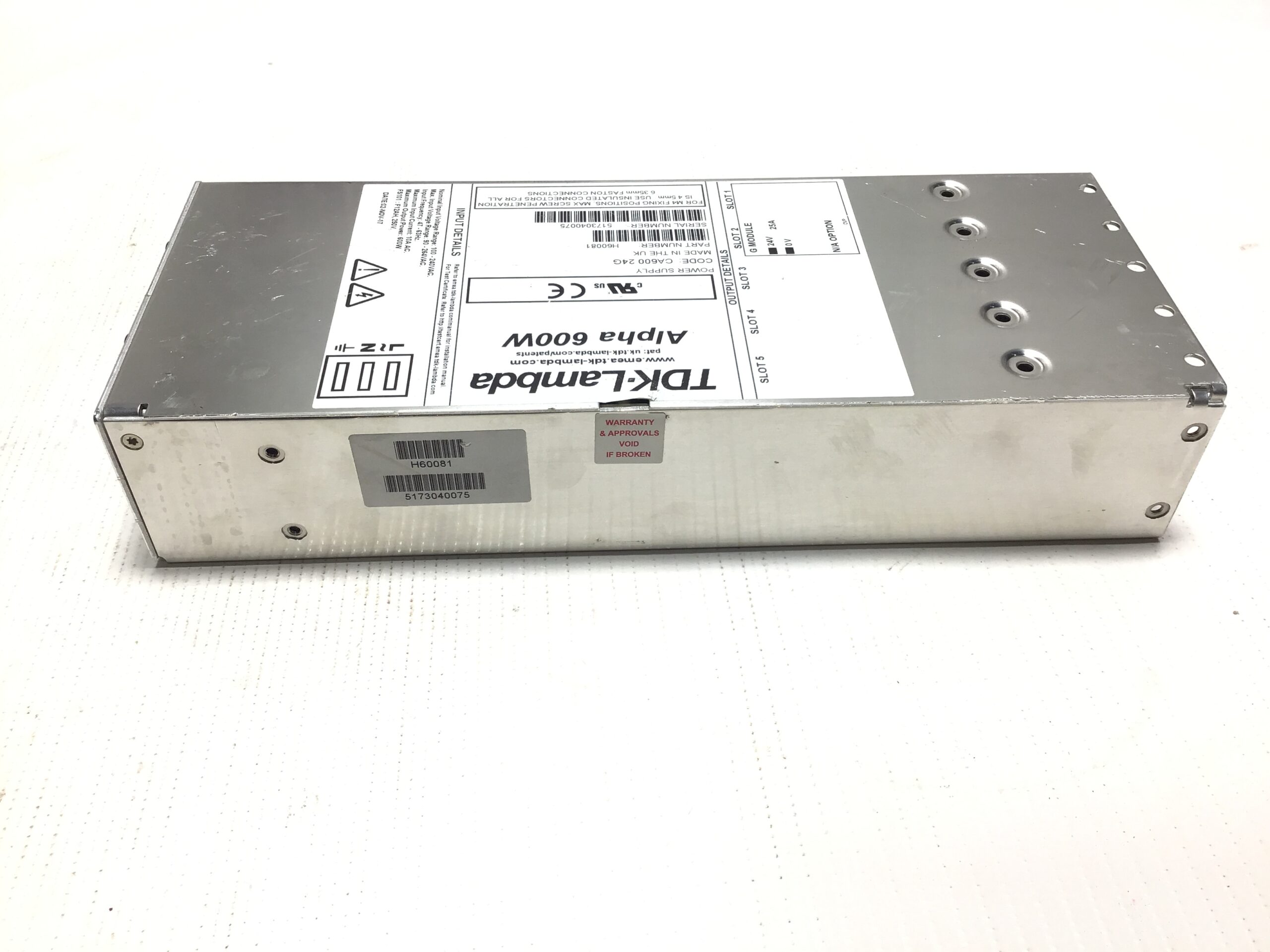 TDK-Lambda H60081 Power Supply Alpha Nom Input Voltage 100-240VAC 600W 47-63Hz – Moses B. Glick