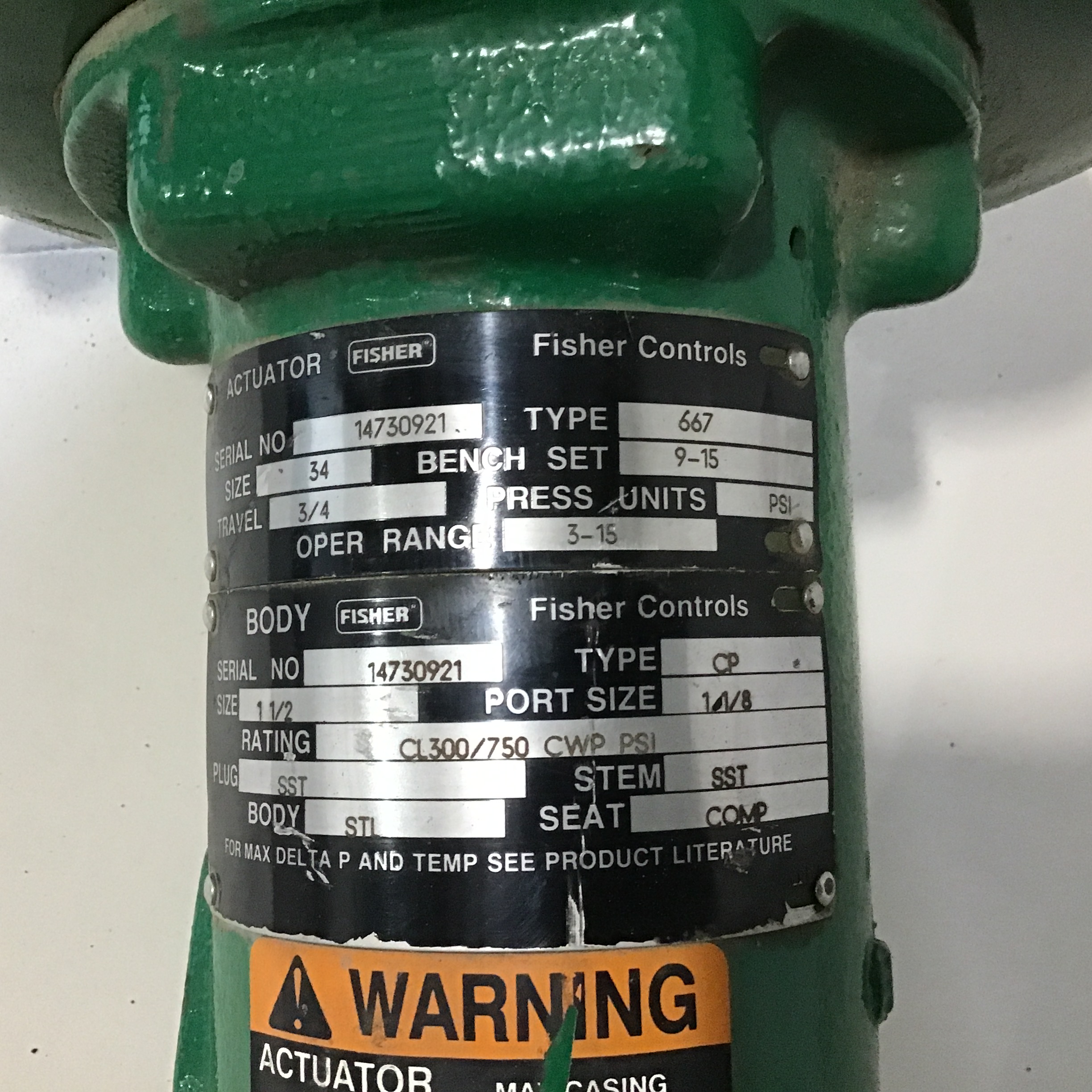 Fisher Type 667 Size 34 Diaphragm Actuator 3–15 PSI Pneumatic – Moses B ...