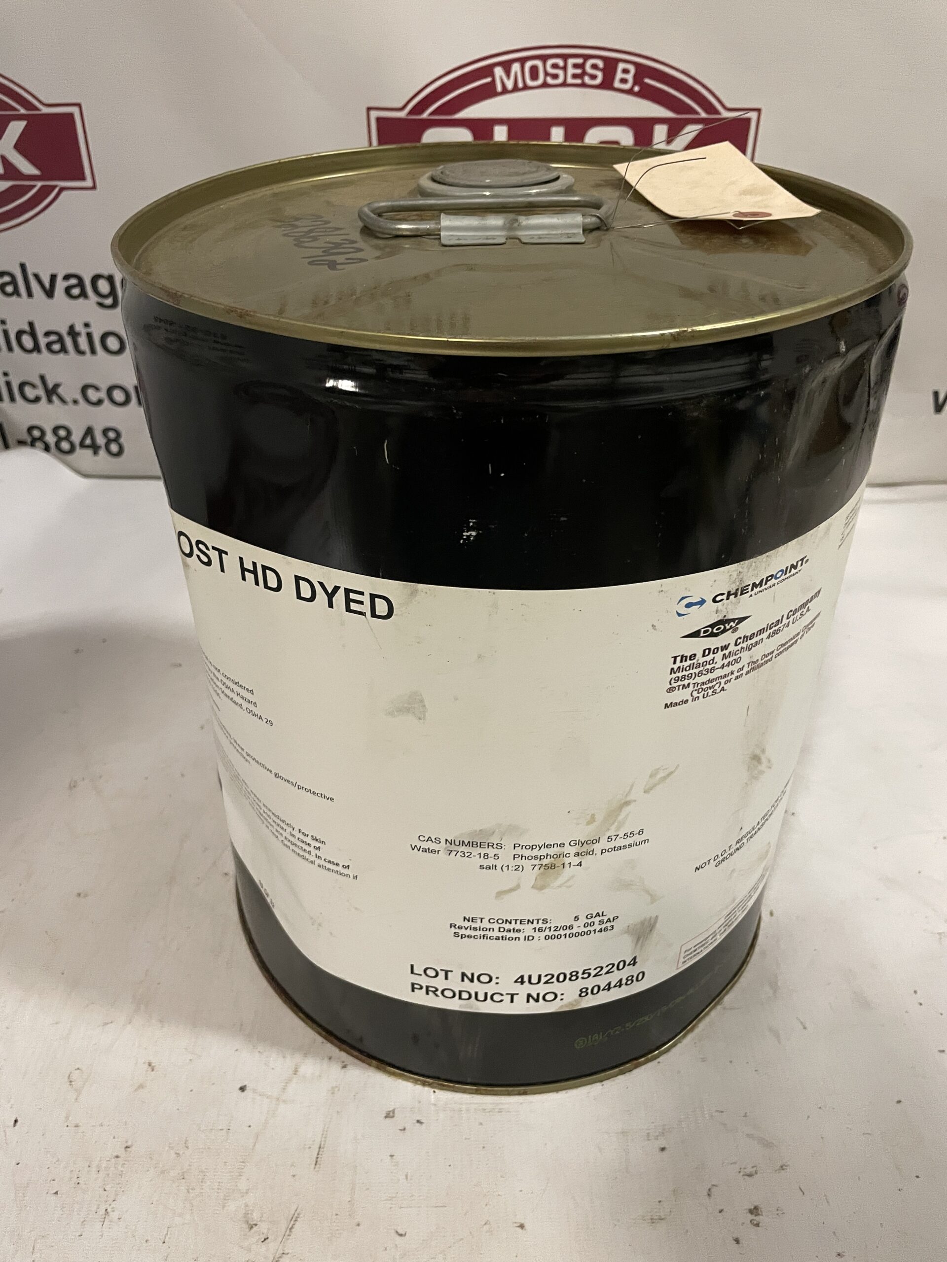 Dow Chempoint 804480 Dowfrost HD DYED Propylene Glycol, 5 Gallon Bucket – Moses B. Glick