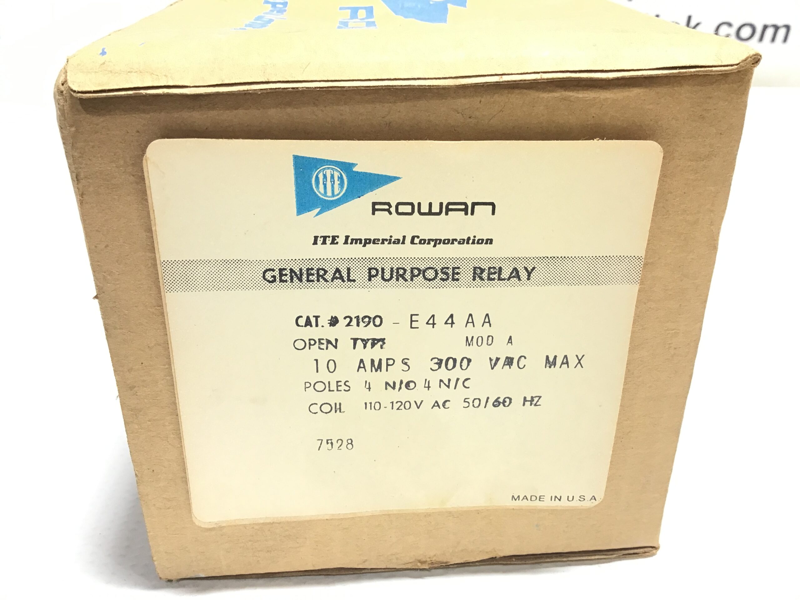 ITE Rowan 2190 – E44AA General Purpose Relay 10 Amps 300VAC Max 4 Poles ...