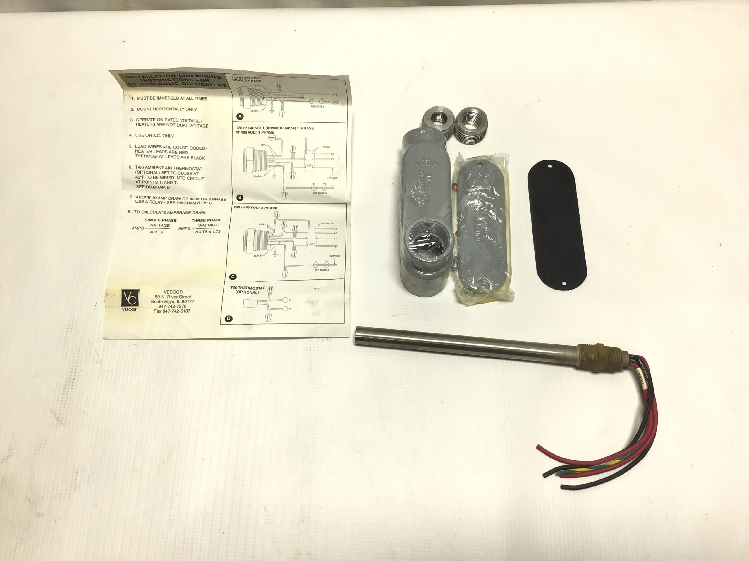 Vescor Hydraulic Oil Immersion Heater 120/240V Single Phase – Moses B ...