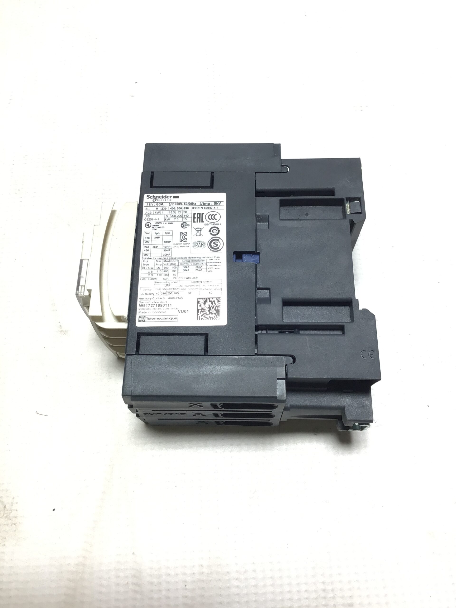 Schneider Electric LC1D40A Power Contactor 3 Pole 600VAC Max 50/60Hz ...