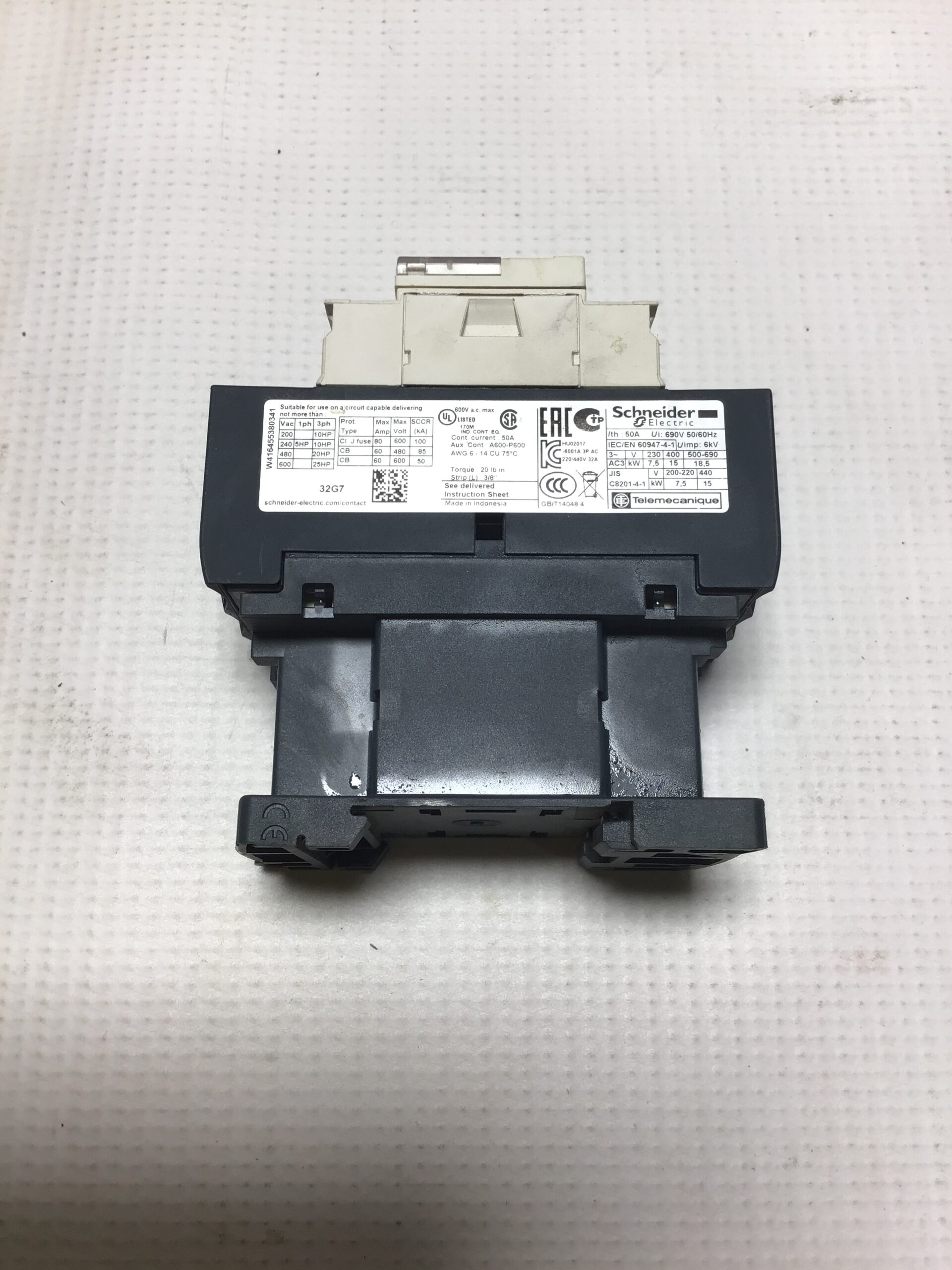 Schneider Electric LC1D32 Contactor 50/60Hz 600VAC Max 6kV 50A 20lb in ...