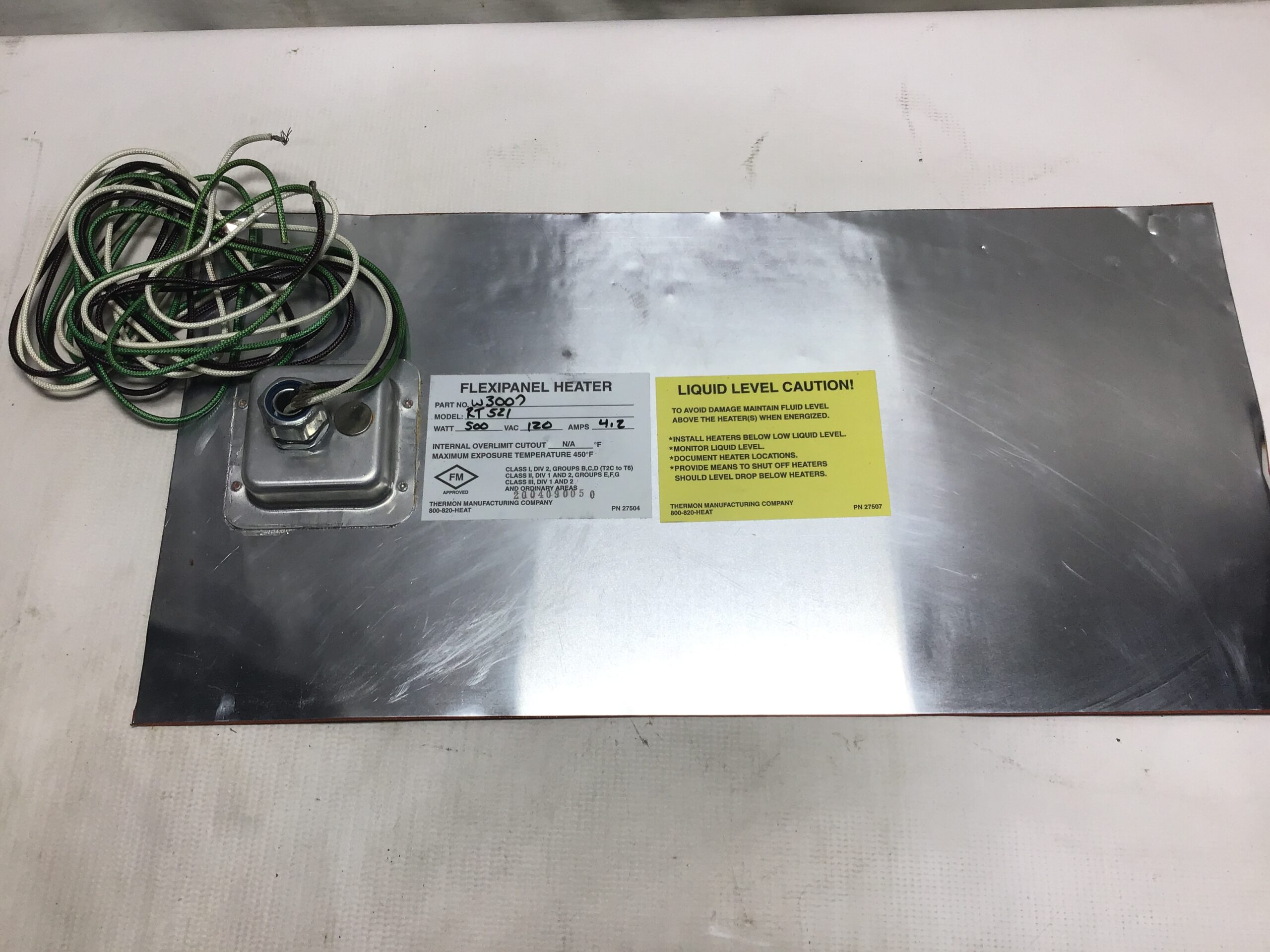 Thermon RT521 Flexipanel Heater 500 Watts 120 VAC 4.2 Amps – Moses B. Glick