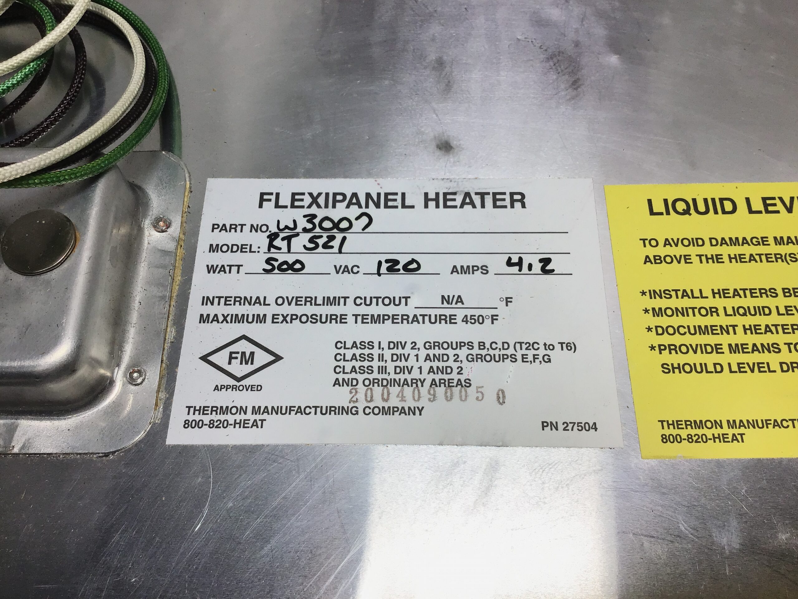 Thermon RT521 Flexipanel Heater 500 Watts 120 VAC 4.2 Amps – Moses B. Glick