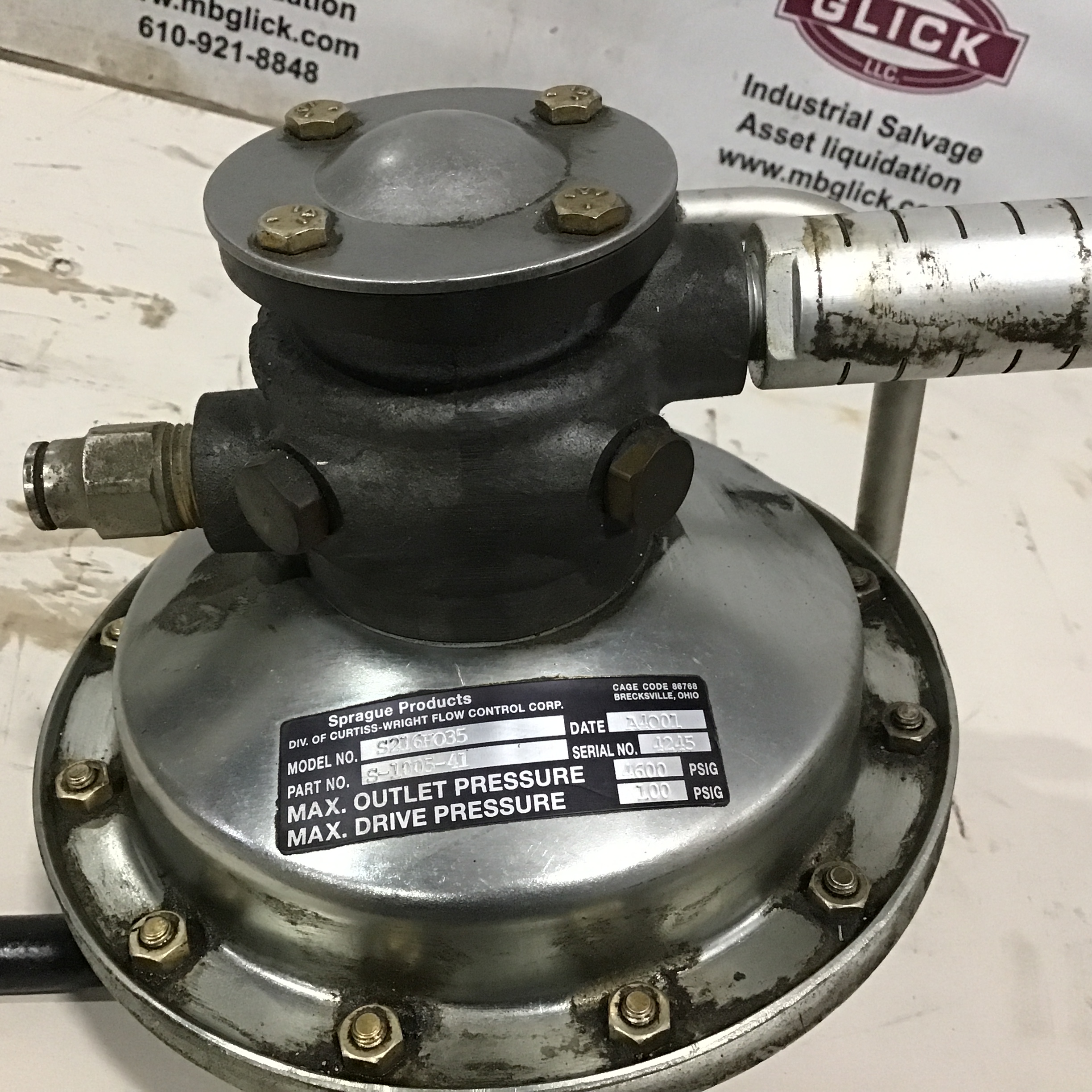 Sprague S216H035 Air-Driven Hydraulic Pump 1600PSIG Max Outlet Press ...