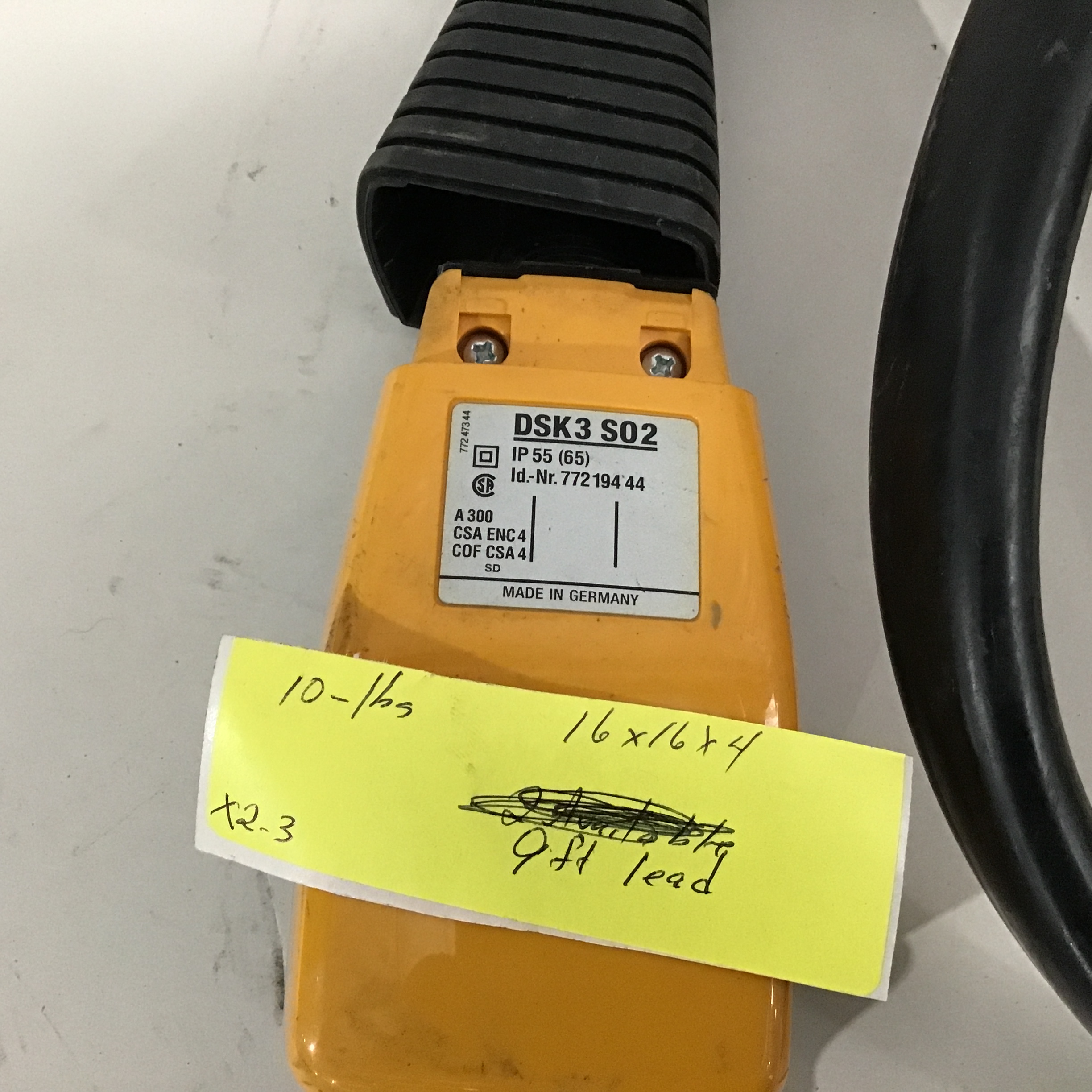 Demag DSK3 S02 Chain Hoist Control Switch 9ft Lead A300 IP55 CSA Enc4 ...