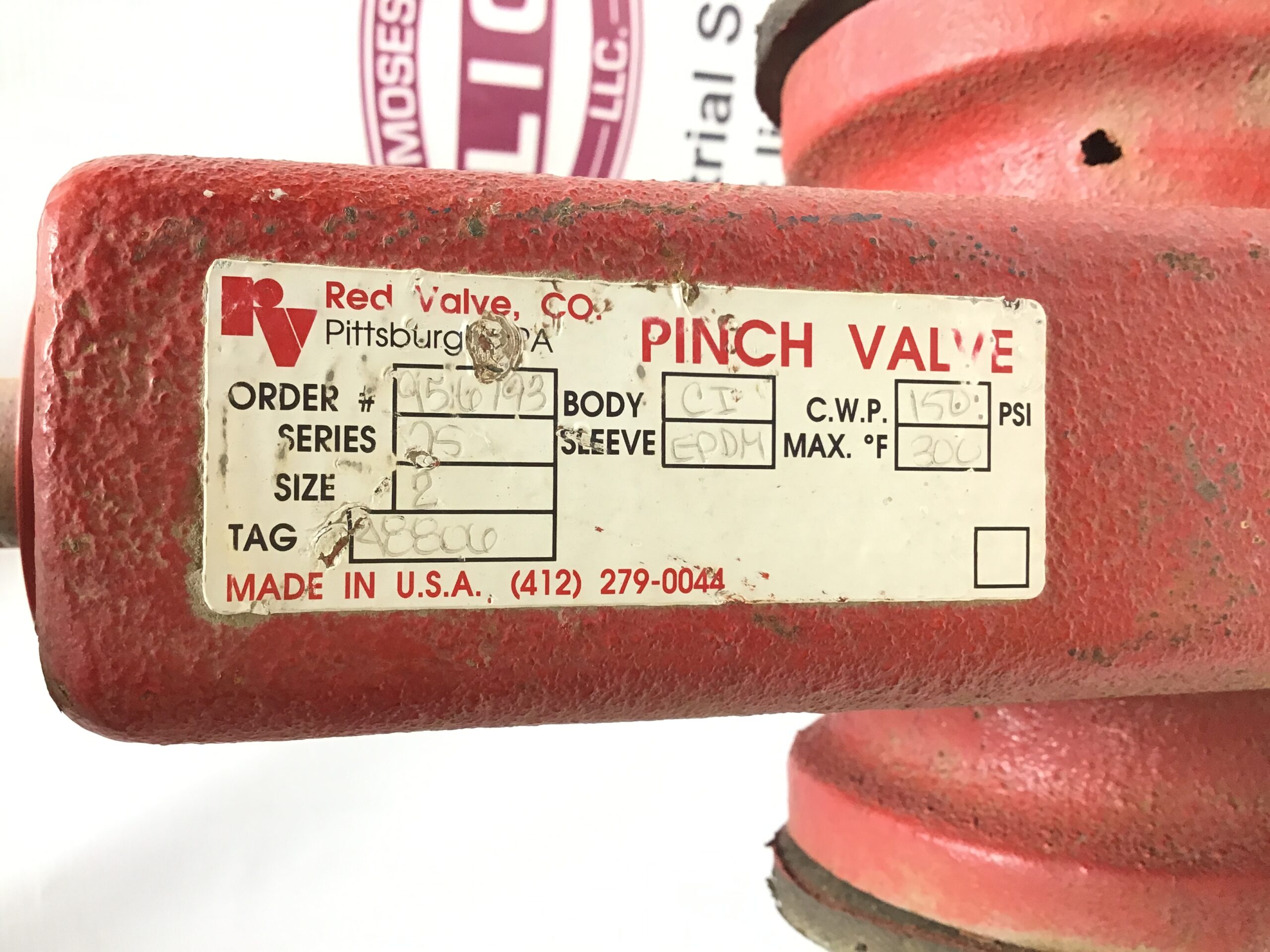 Red Valve 956193 Manual Pinch Valve Size 2 Series 75 CWP 150PSI 300°F ...
