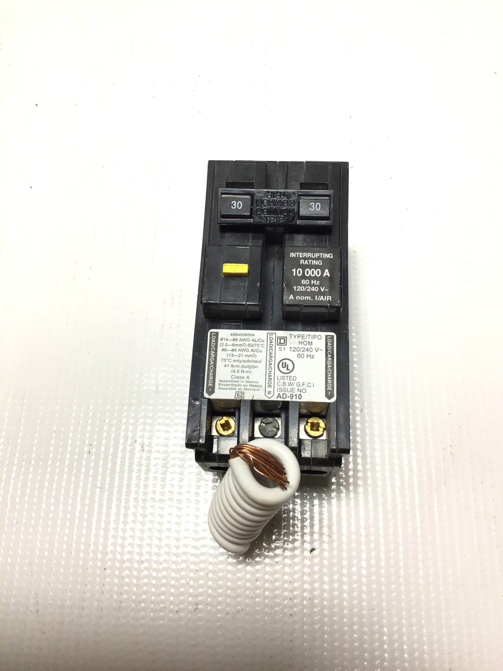 Square D HOM230GFI Homeline Circuit Breaker 30A 2Poles 120/240V 60Hz ...