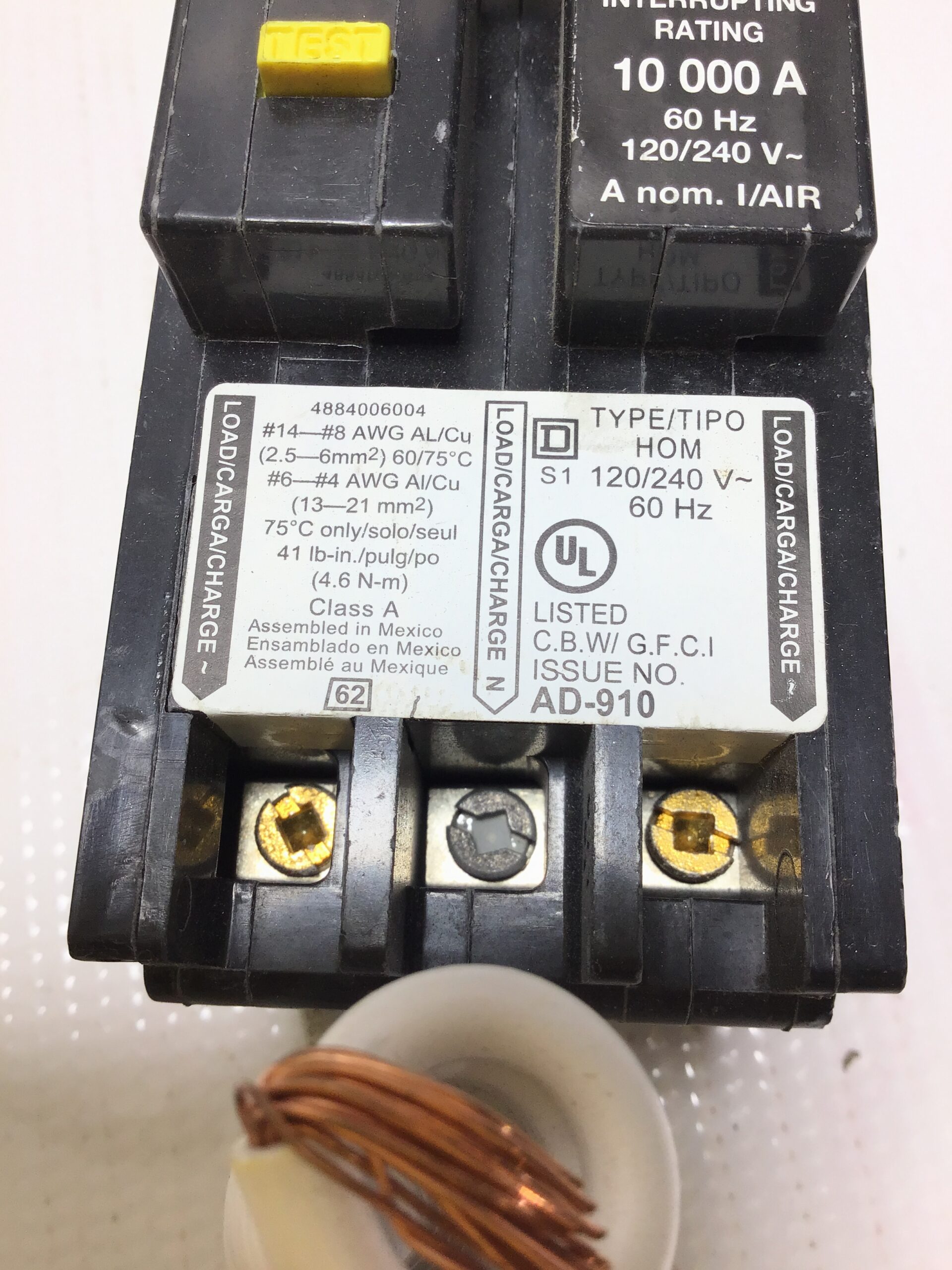 Square D HOM230GFI Homeline Circuit Breaker 30A 2Poles 120/240V 60Hz ...