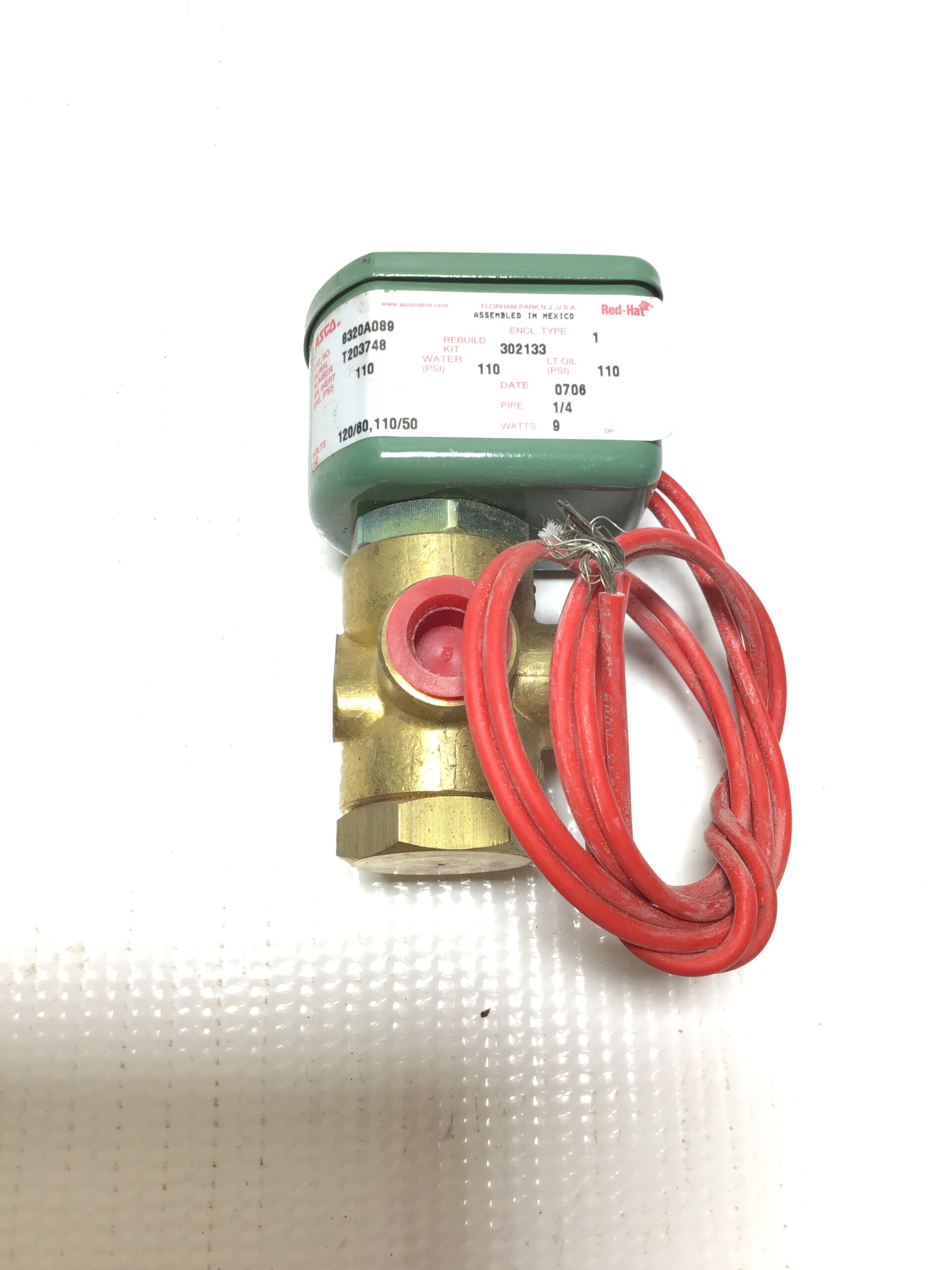 Asco 8320A089 Red Hat Solenoid Valve 1/4″NPT 110/120V 50/60Hz 9Watts ...
