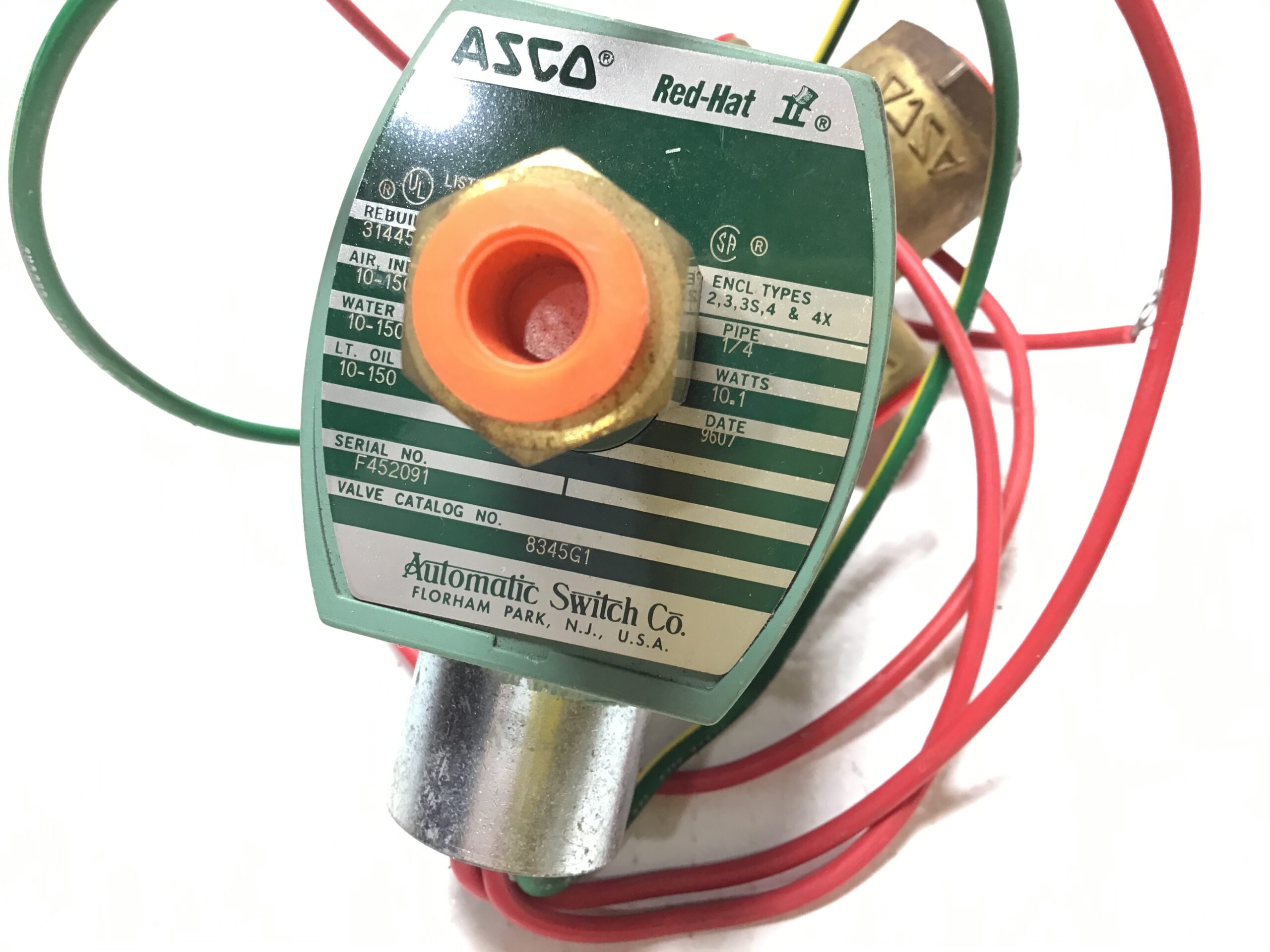 Asco 8345G1 Red Hat Valve 1/4″ NPT 10.1 Watts Encl Types 2,3,3S,4 & 4X ...