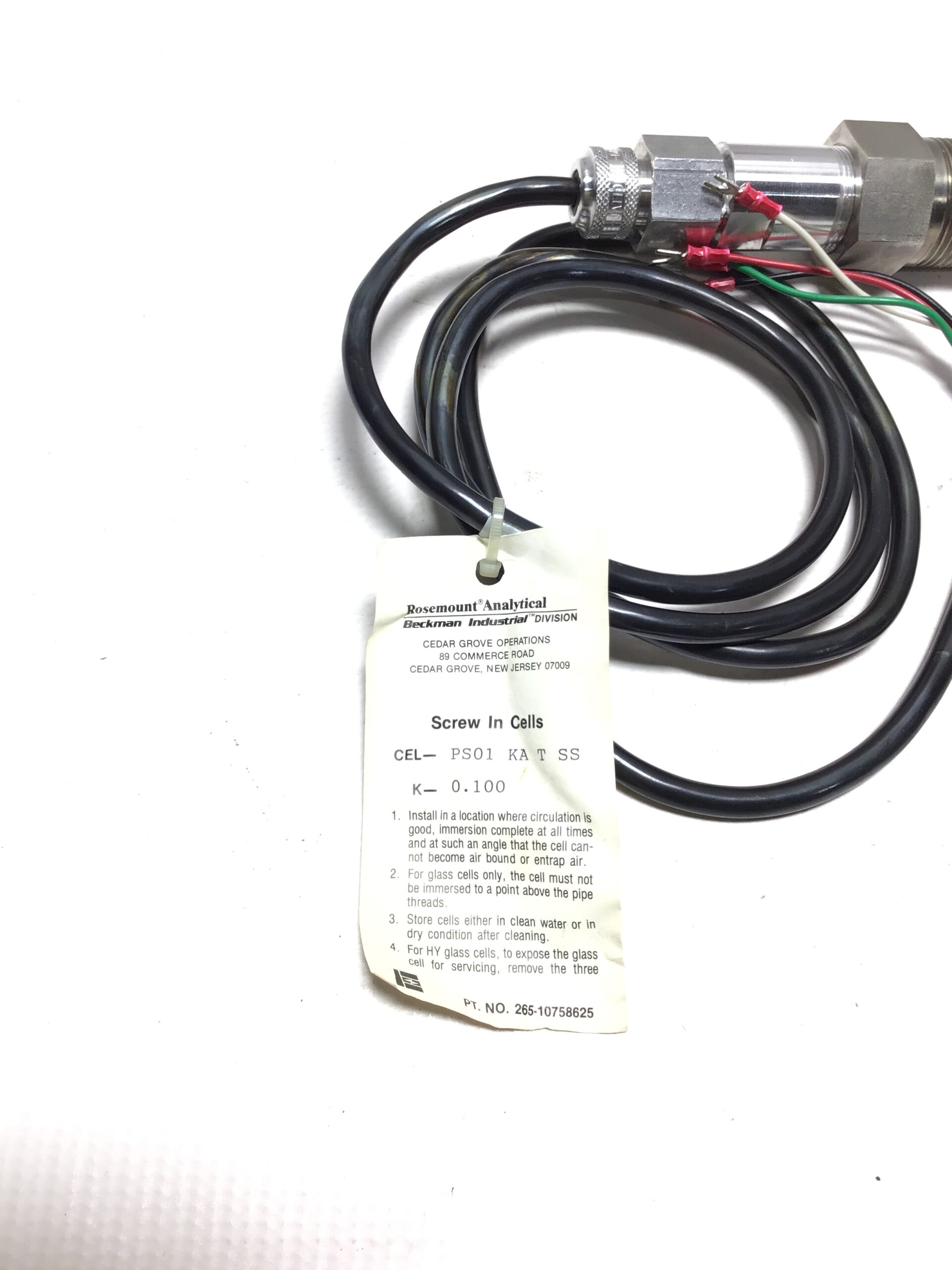 Rosemount PSOI-KA-T-SS Cell Conductivity Sensor – Moses B. Glick