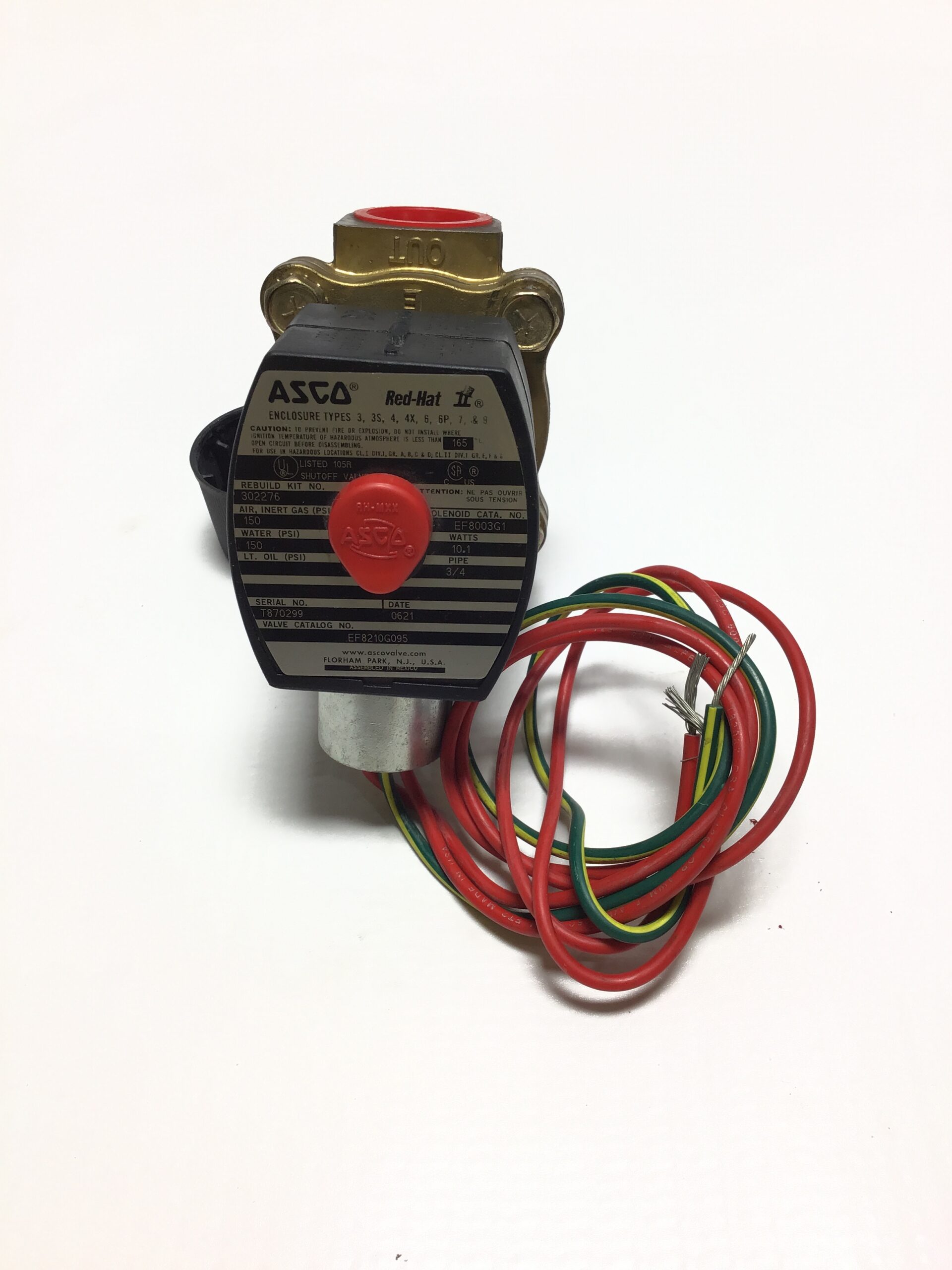 ASCO EF8210G095 Red-Hat Solenoid Valve 2-Way 3/4″ NPT 120V AC – Moses B ...