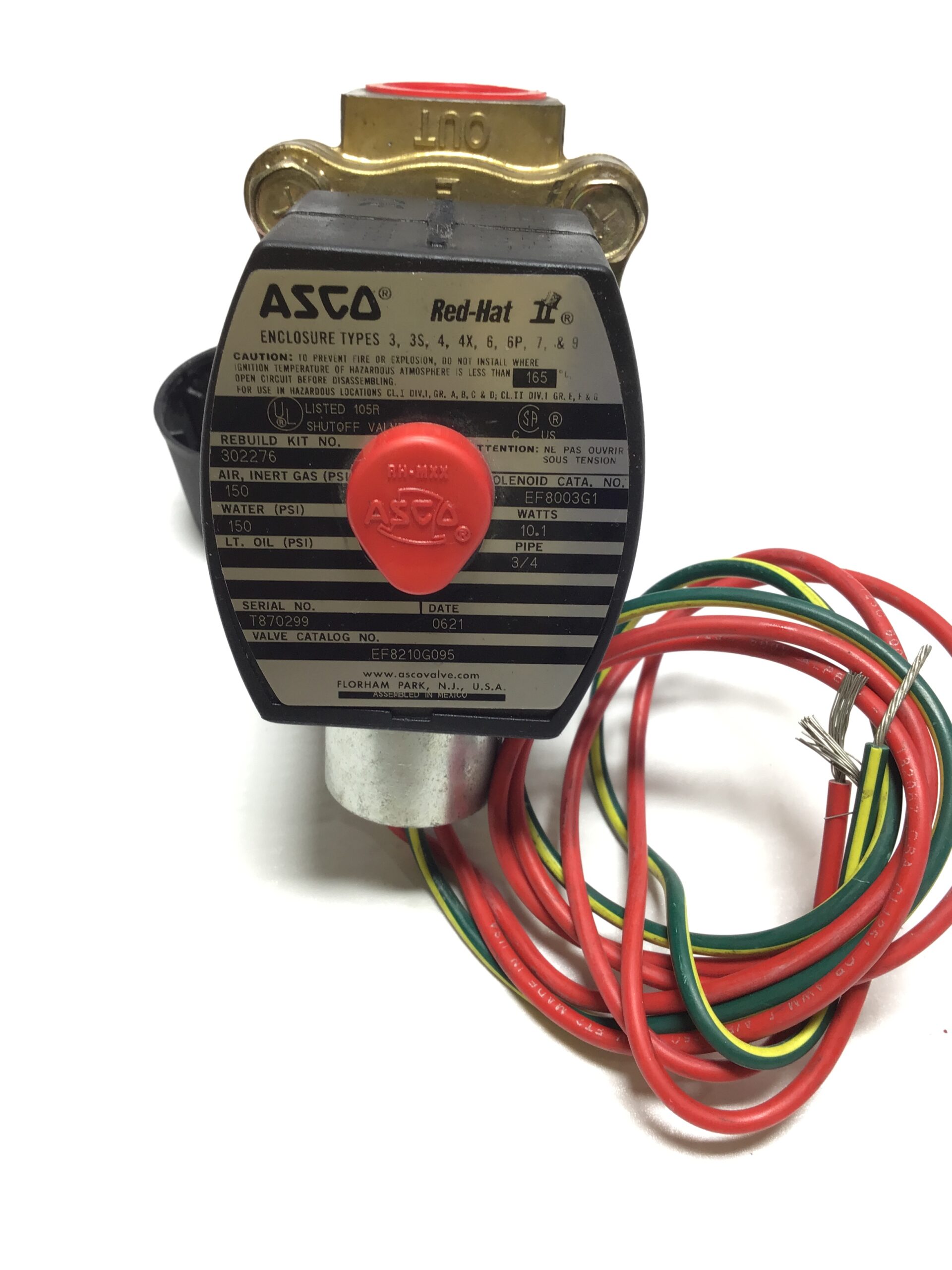 ASCO EF8210G095 Red-Hat Solenoid Valve 2-Way 3/4″ NPT 120V AC – Moses B ...