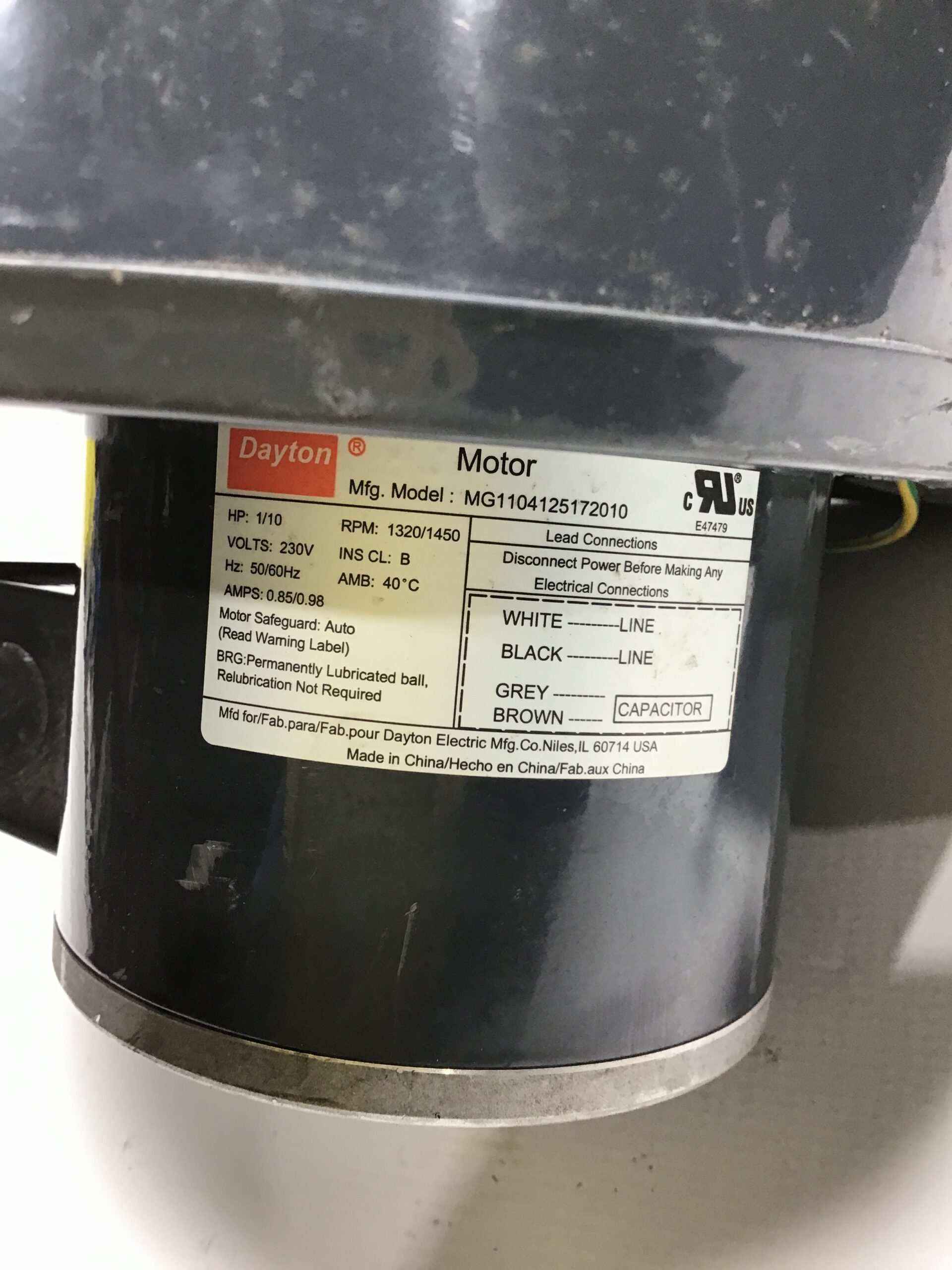 Dayton MG1104125171010 Centrifugal Blower Motor Assembly – Moses B. Glick