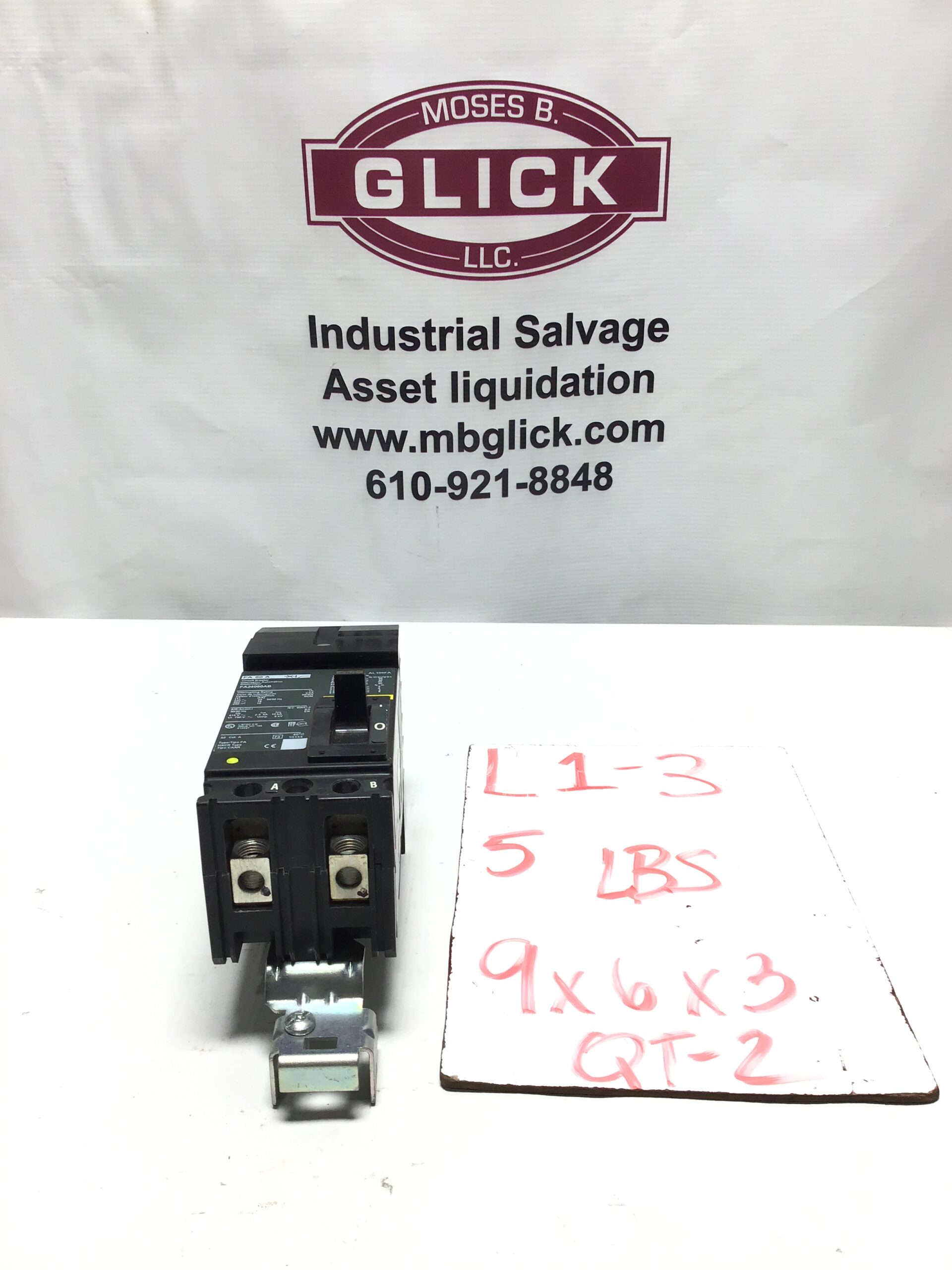 Square D FA24060AB I-Line Circuit Breaker 60A 2-Pole 240V FA Series ...