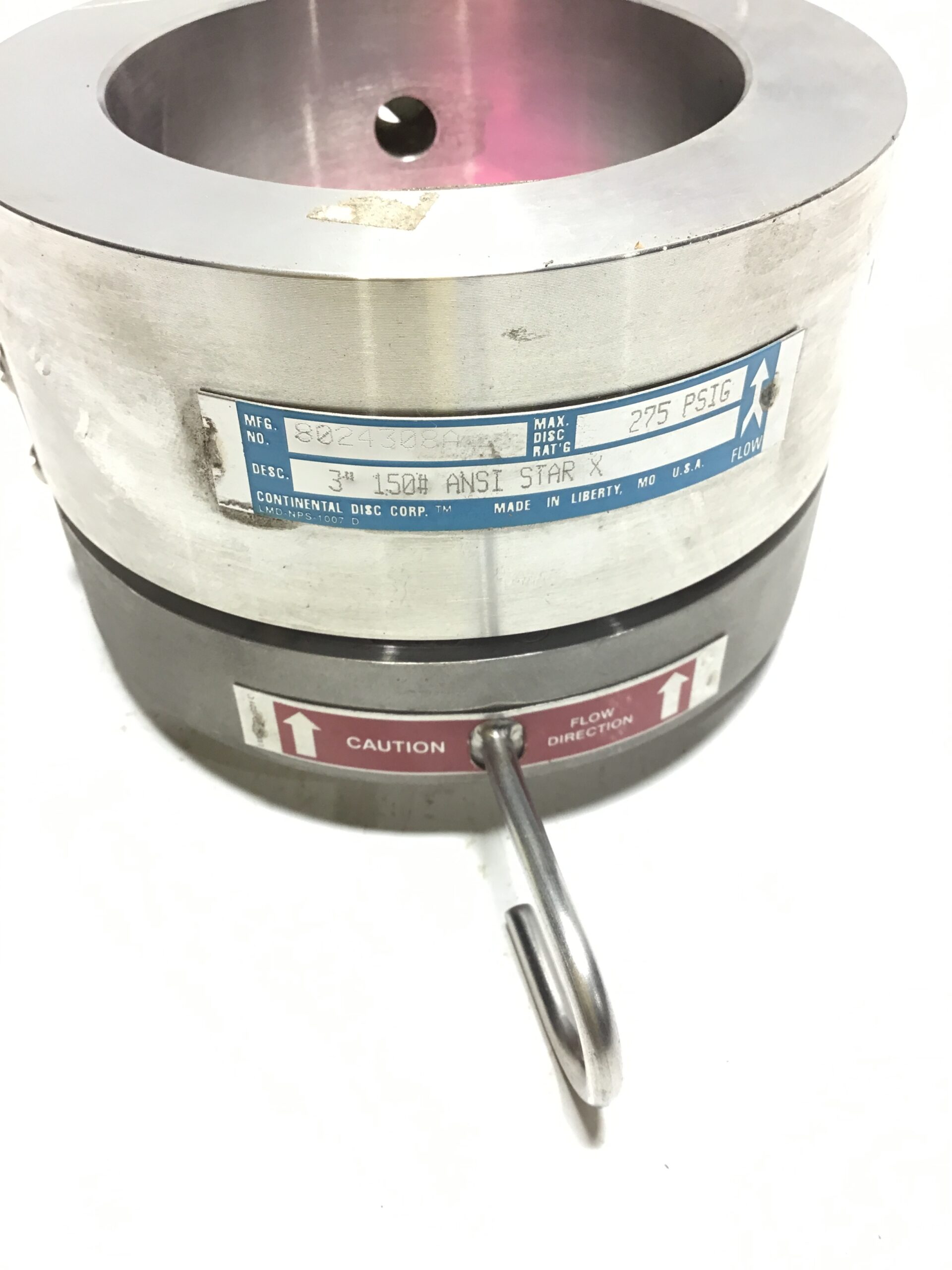 Continental Disc 8024308A Rupture Disc 3″ 1500 ANSI 275PSIG Max Rating ...