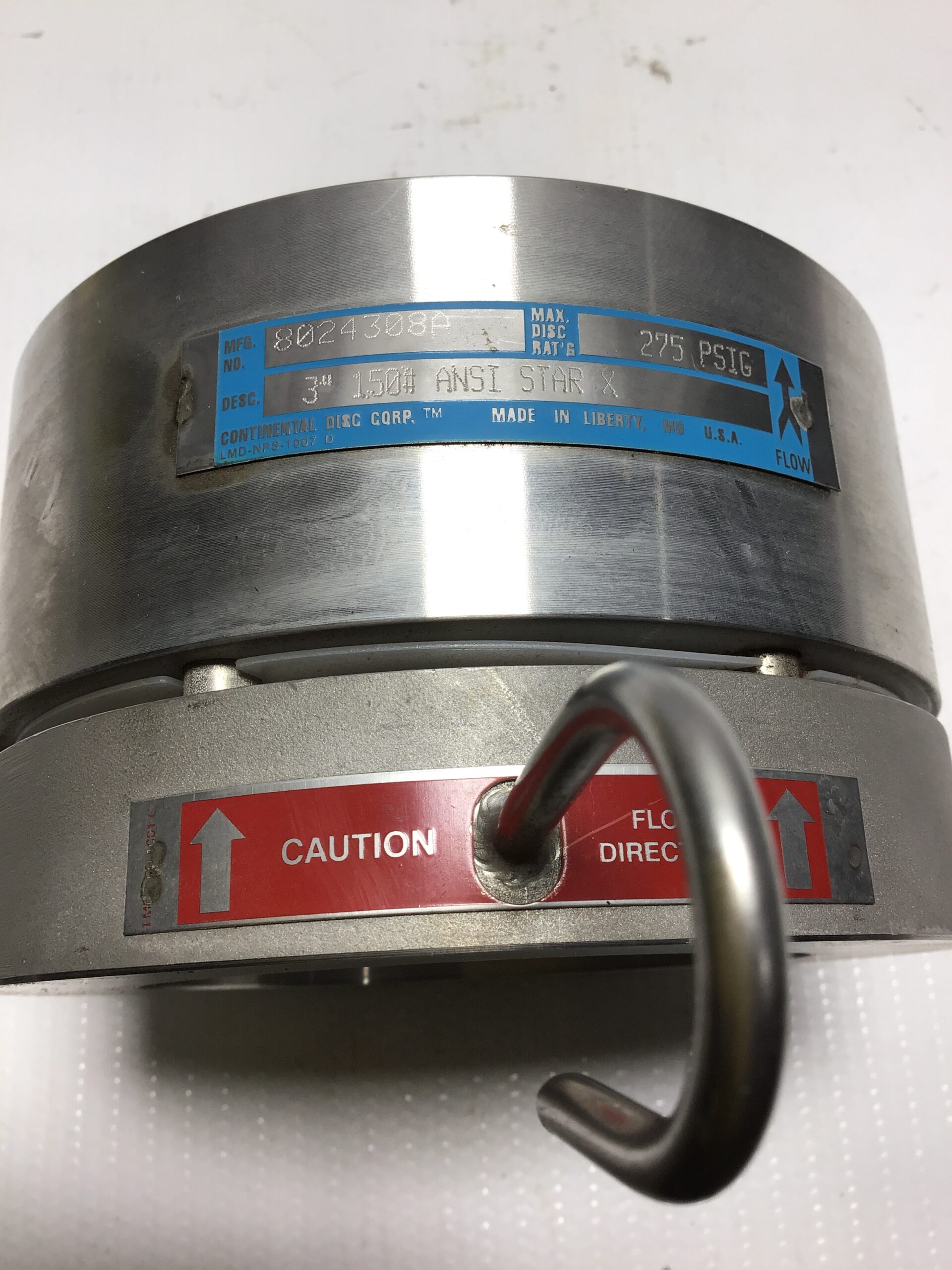 Continental Disc 8024308A Rupture Disc 3″ 1500 ANSI 275PSIG Max Rating ...