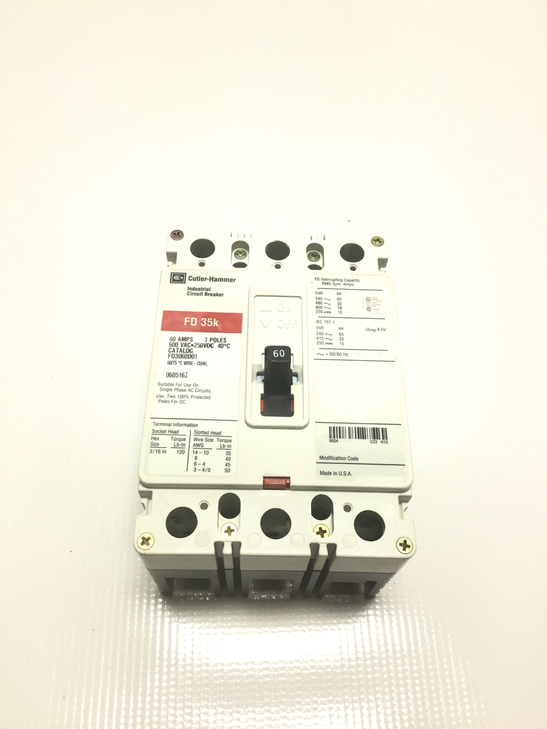 Cutler Hammer FD3060D01 Industrial Circuit Breaker 3 Pole – Moses B. Glick