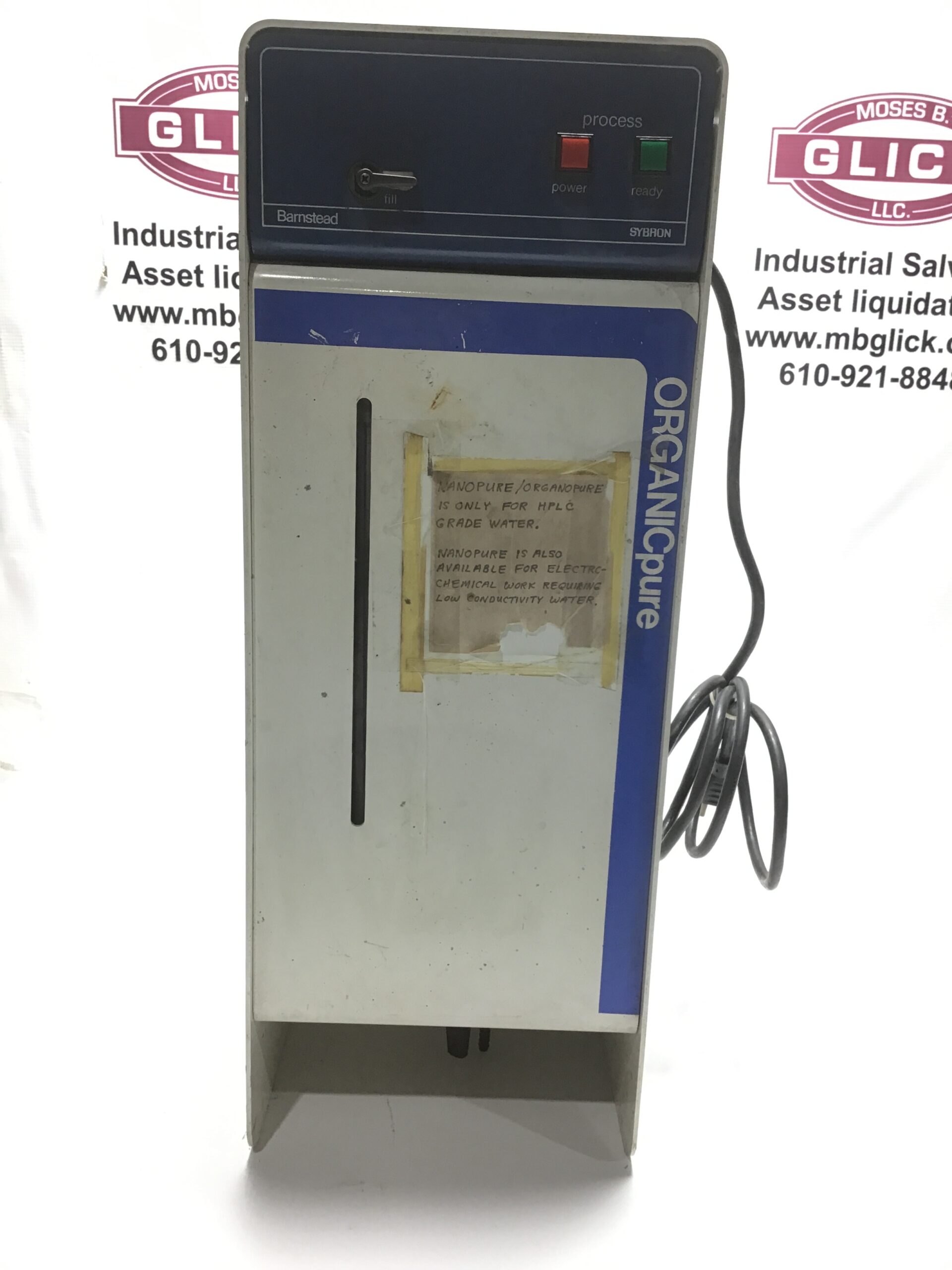 SYBRON Barnstead ORGANICpure D3600 Water Purifier – Moses B. Glick